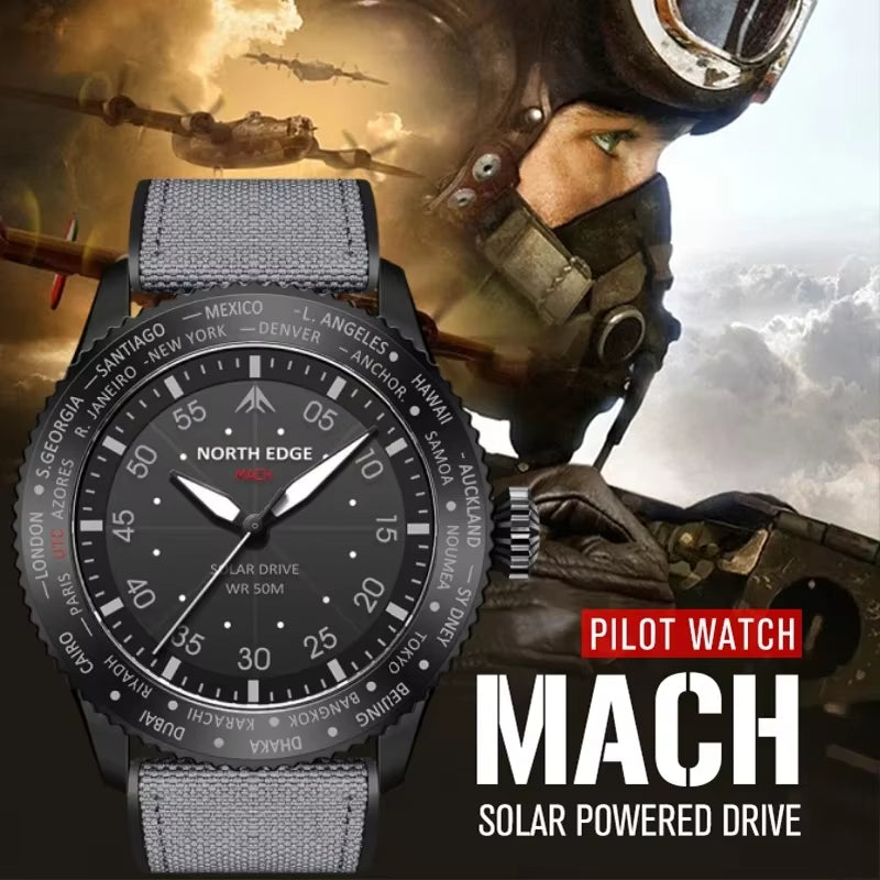 North Edge MACH Solar Outdoor Watch – Waterproof, Luminous & Long-Last ...